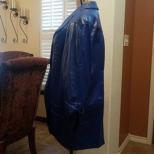 Vintage | Jackets & Coats | 8s Blue Leather Jacket | Poshmark